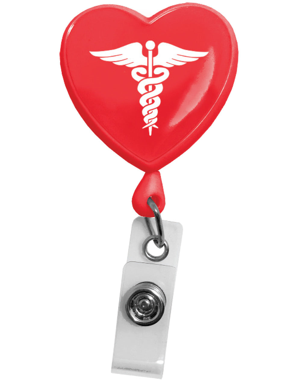 Caduceus Heart on Red Retractable ID Badge Holder – 3D Badge Reel ...